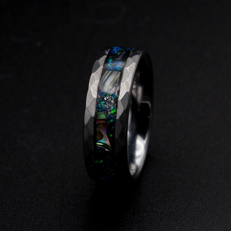 Abalone Shell Ring Mens Wedding Band Abalone Ring Mens | Etsy