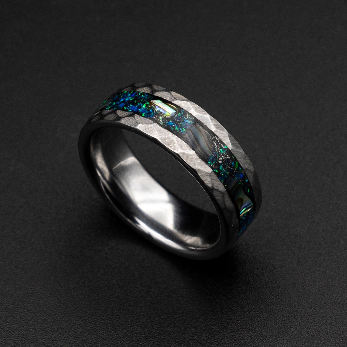 Abalone Shell Ring Mens Wedding Band Abalone Ring Mens | Etsy