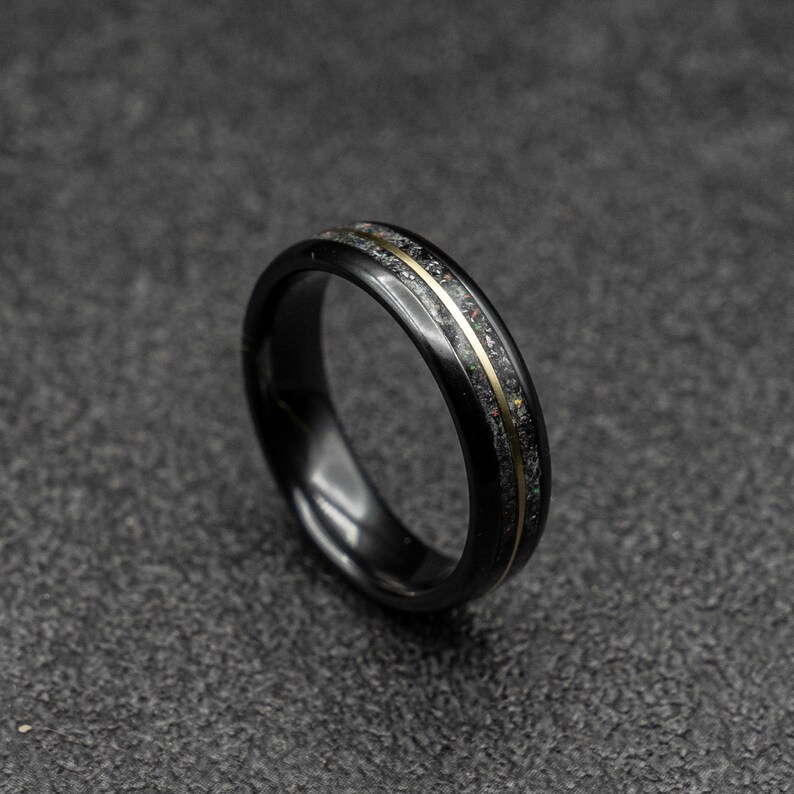 Meteorite Ring, Glow Ring, Gold Tungsten Ring, Ceramic Ring Men, Mens ...