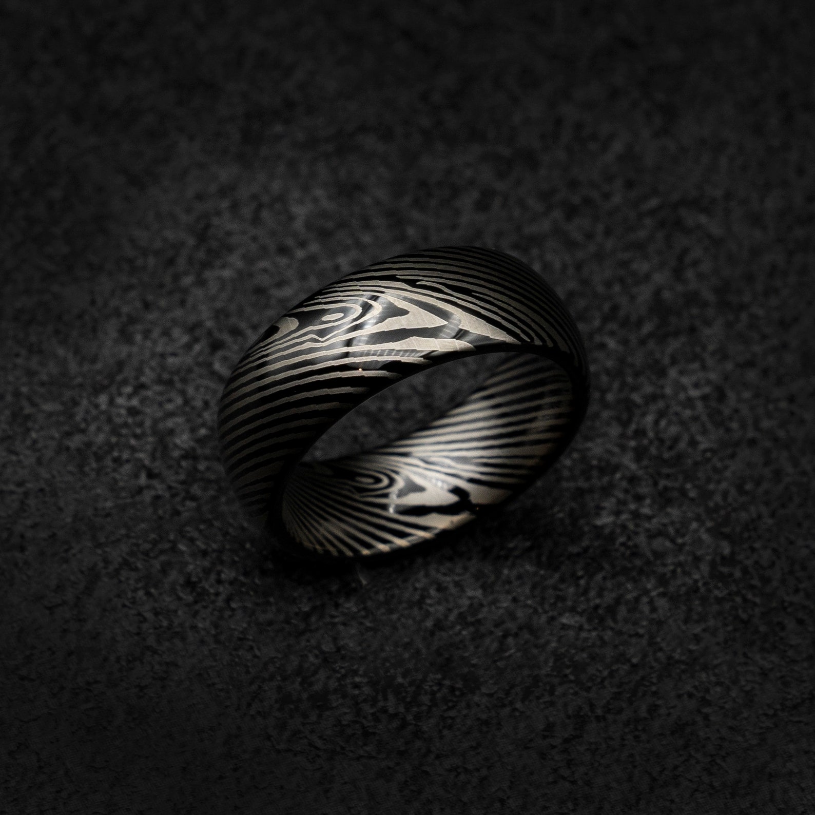 Damascus Ring Black Tungsten Ring Damascus Tungsten Ring | Etsy