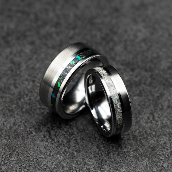 Offset Tungsten Ring With Heaven-dust or Demon-dust - Etsy