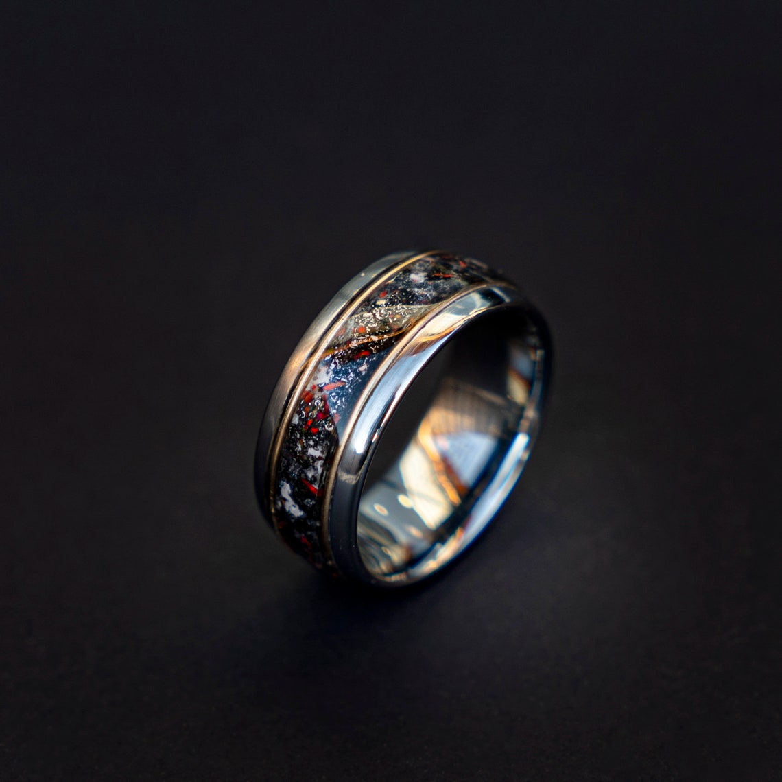 Mens Wedding Band Mens Ring Meteorite Ring Mens Wedding - Etsy