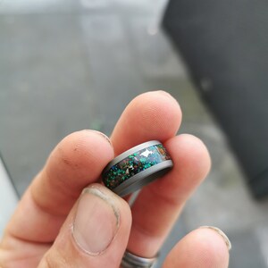 Sandblasted Tungsten Ring, Pallasite Meturite Ring, Opal Ring, Mens ...