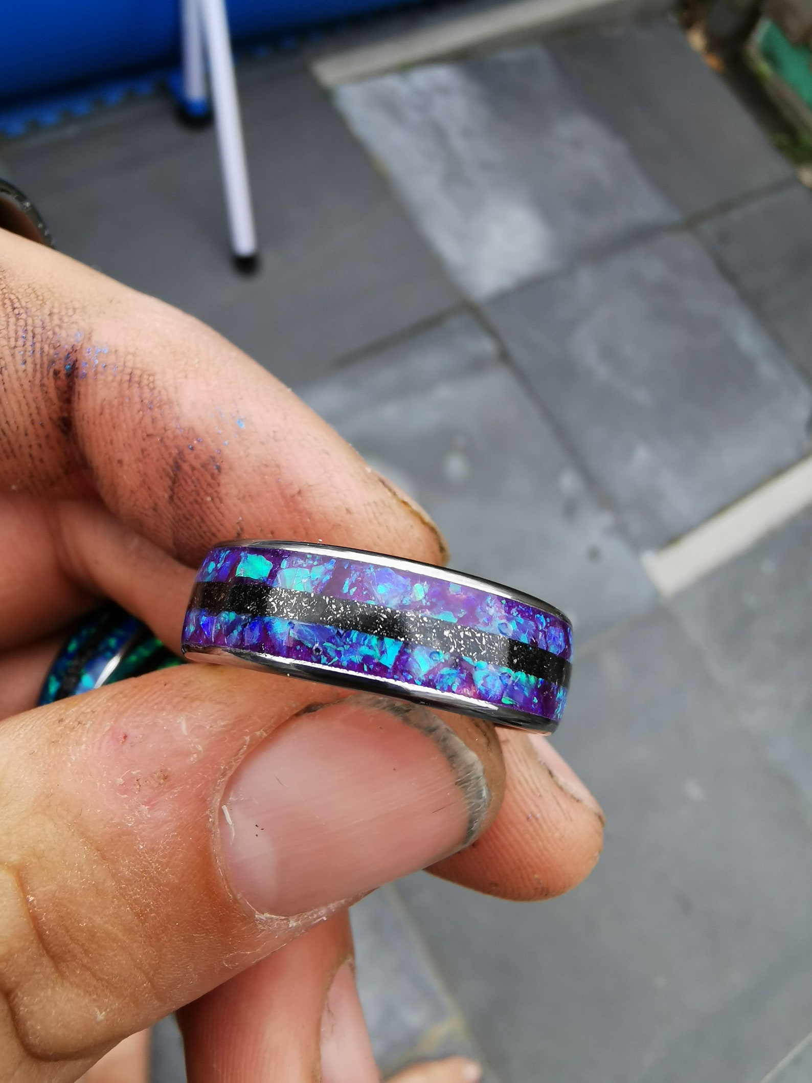 Galaxy Opal Ring Glow in the Dark Purple Opal Opal - Etsy