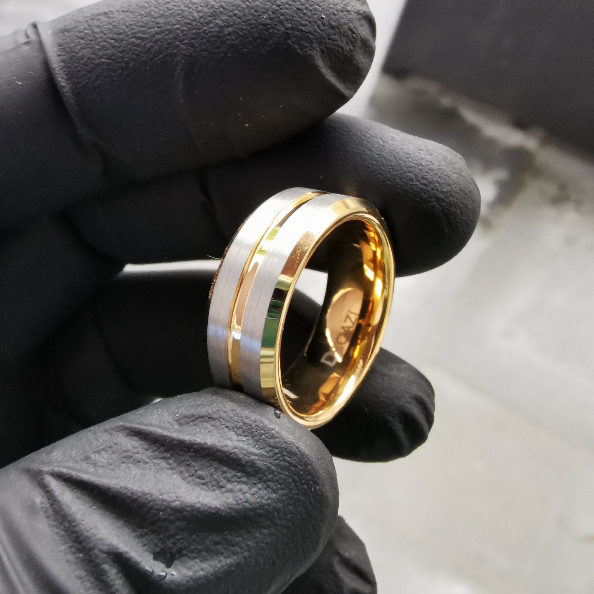 Gold tungsten ring, Cheap wedding ring, unique wedding band, cheap ring ...