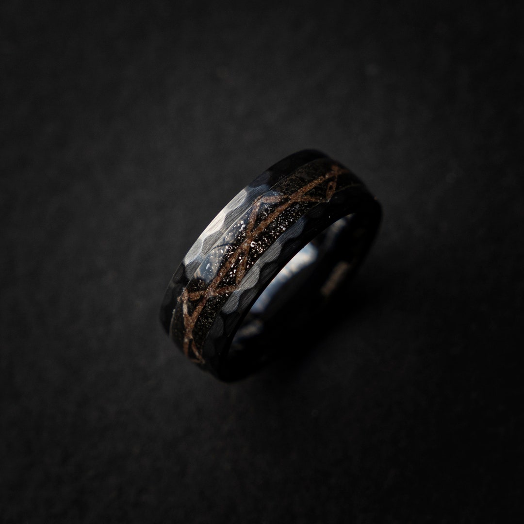 Meteorite Dinosaur Bone Ring, Dinosaur Bone Ring, Meteorite Ring, Dinosaur Bone Wedding Ring ...