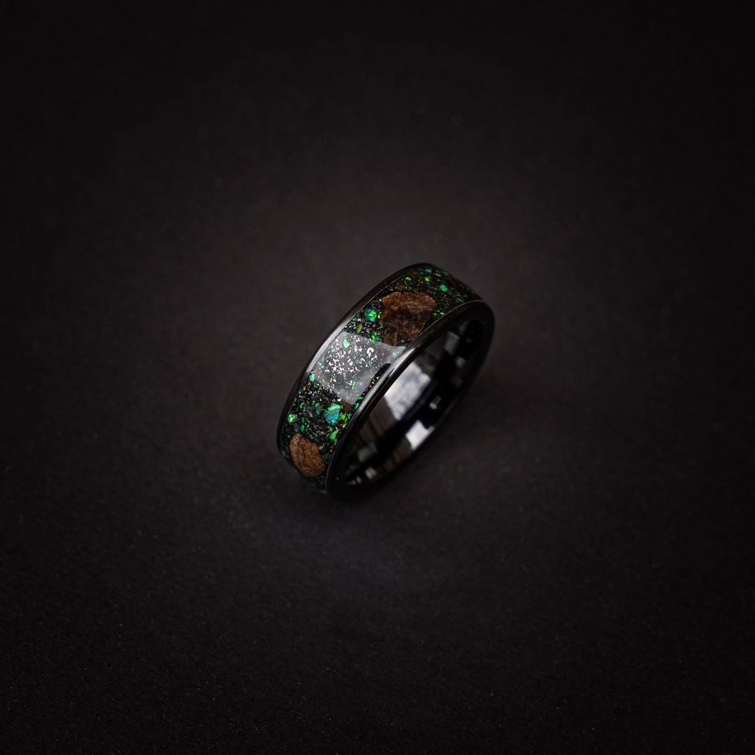 Triceratops Dinosaur Bone Ring – Men's Tungsten Wedding Band With Real ...