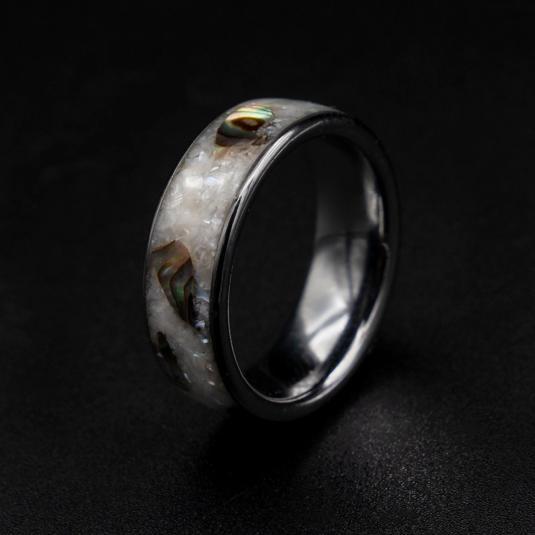 Pearl Ring Men, Abalone Shell Ring, Crushed Pearl Ring, Mens Wedding ...