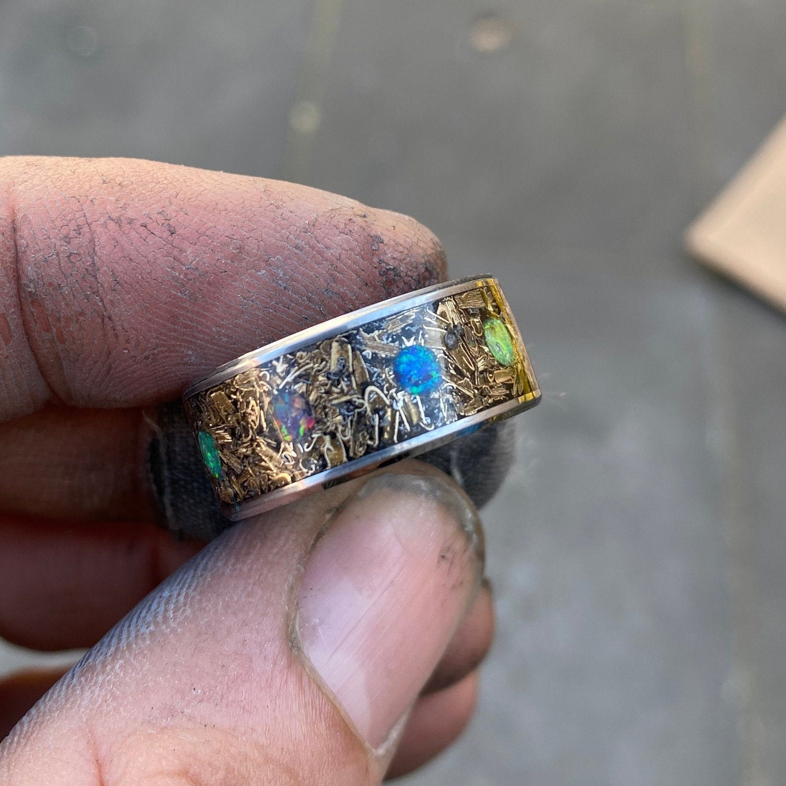 marvel infinity ring, Meteorite ring ,mens wedding band, Opal ring ...