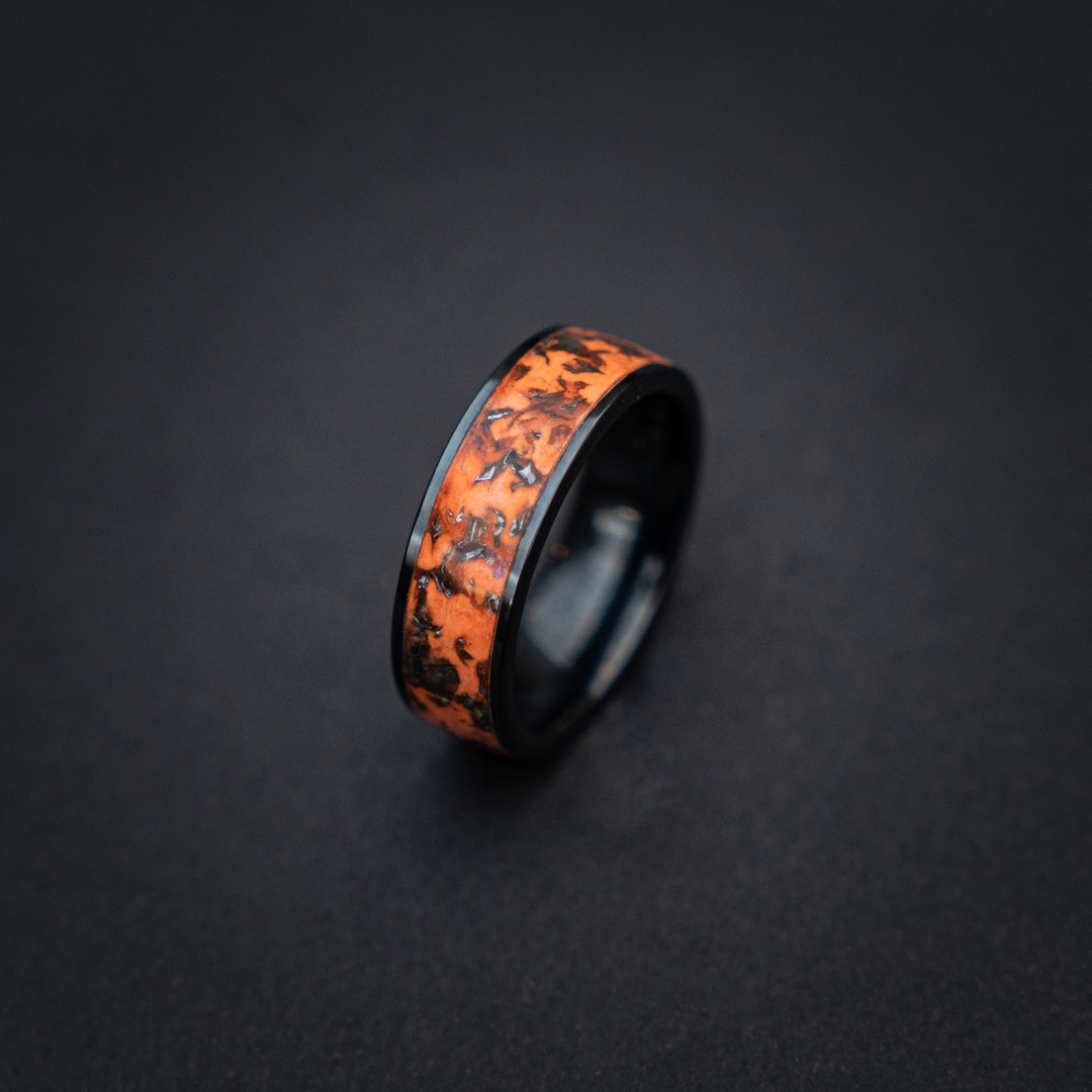 Velociraptor Dinosaur Bone Ring and Meteorite Ring, Unique Mens Ring, Muonionalusta/gibeon ...
