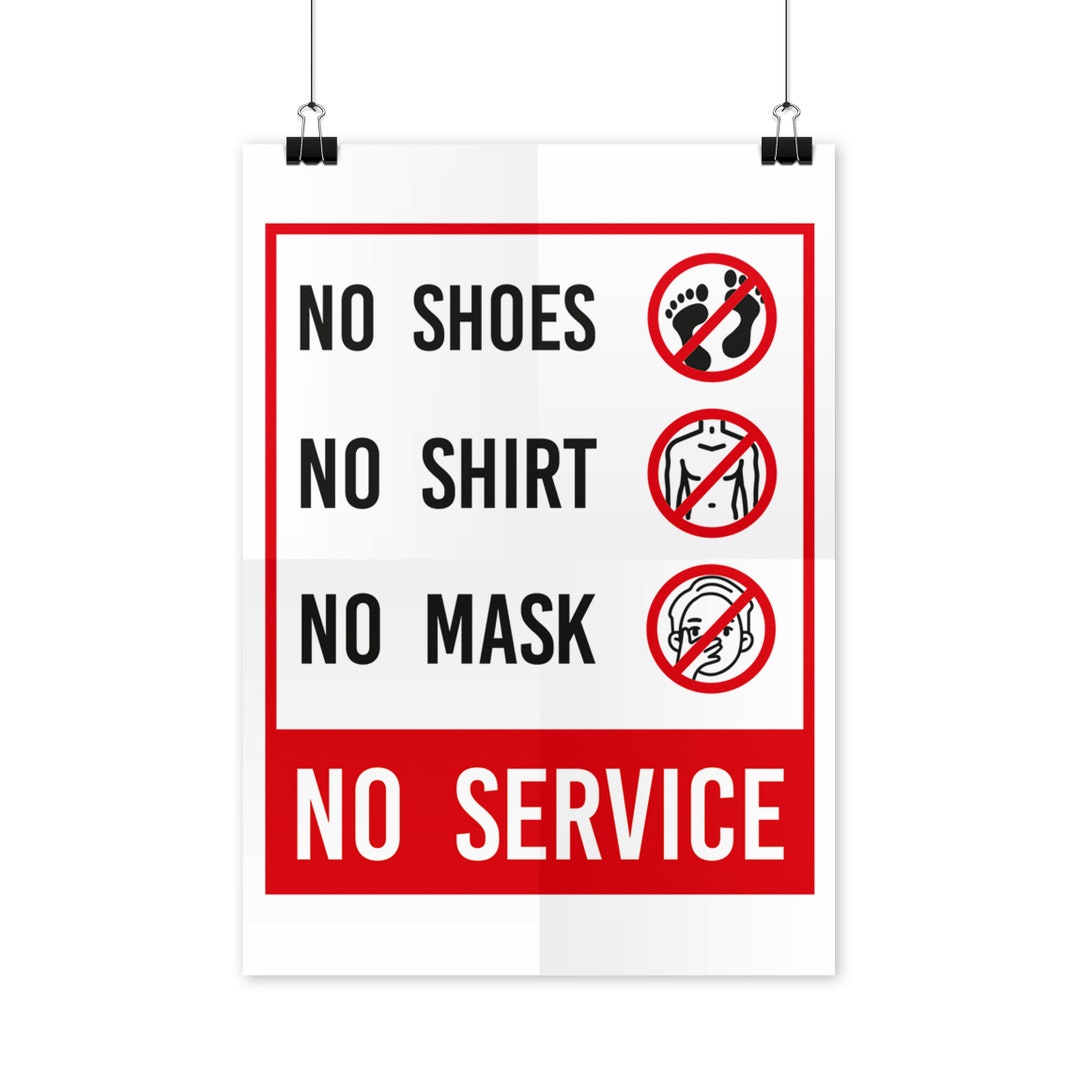 No Mask No Service Sign No Mask No Entry Sign No Shoes No Shirt No Mask ...