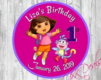 Dora party labels | Etsy