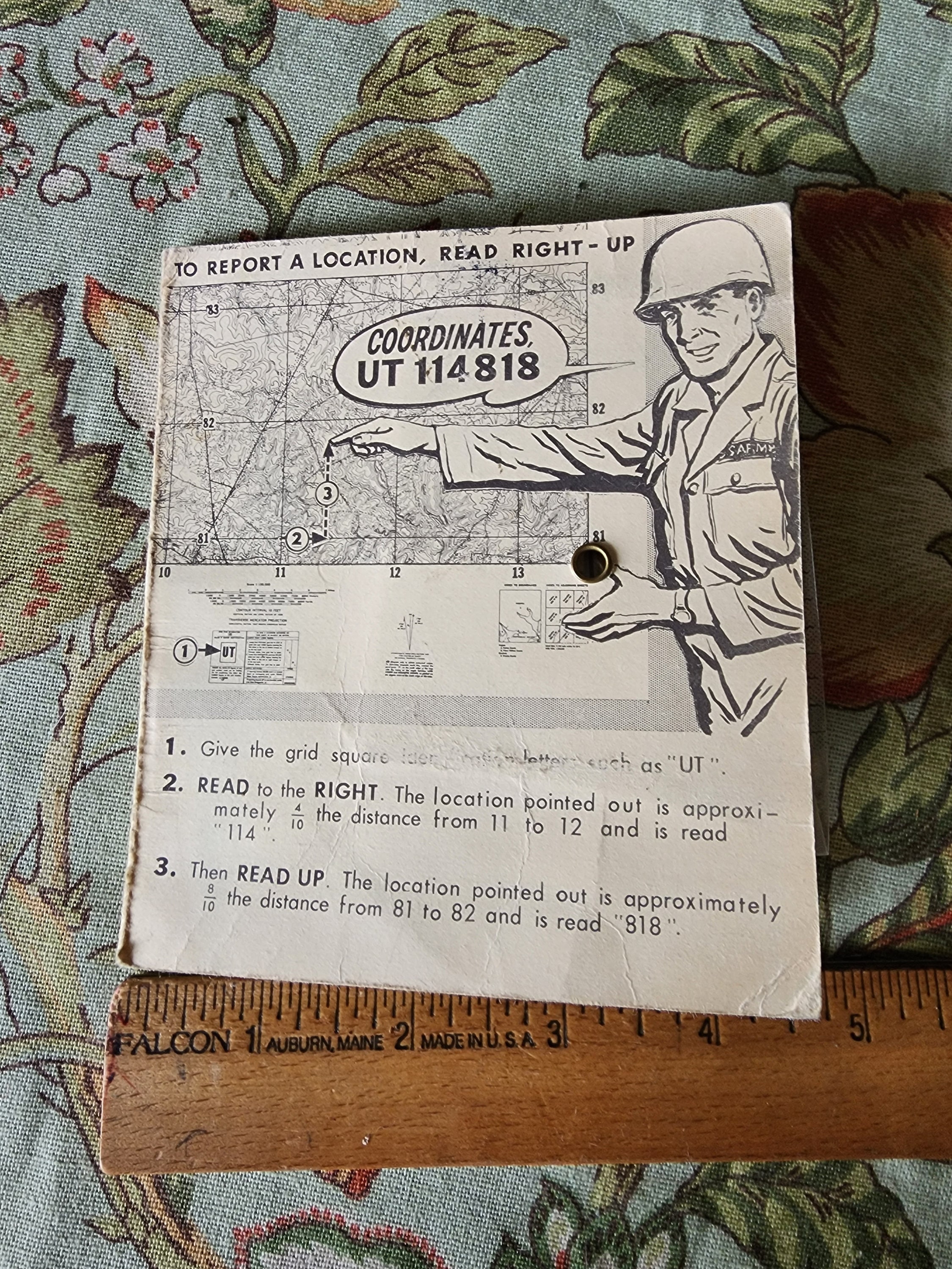 Vintage US Army Compass Military Artillery Training Folding Paper W ...