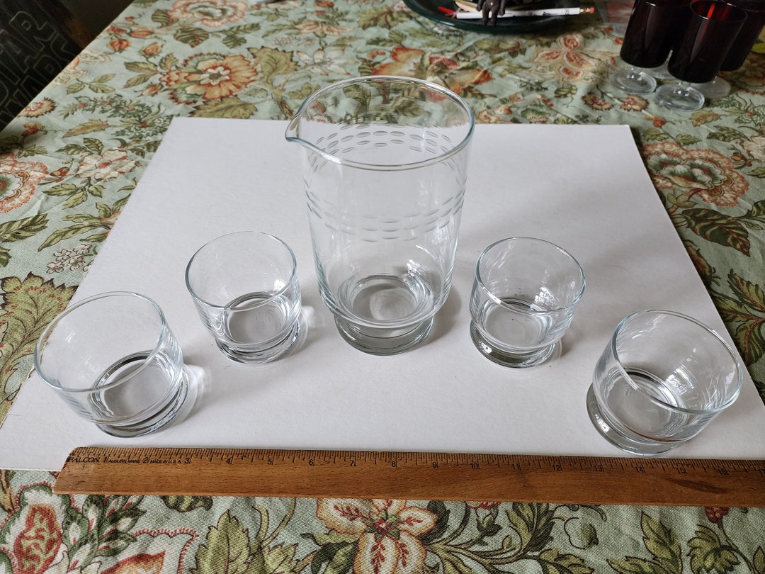 Vintage Princess House Heritage Crystal Etched Ellipses Pitcher W 4 ...