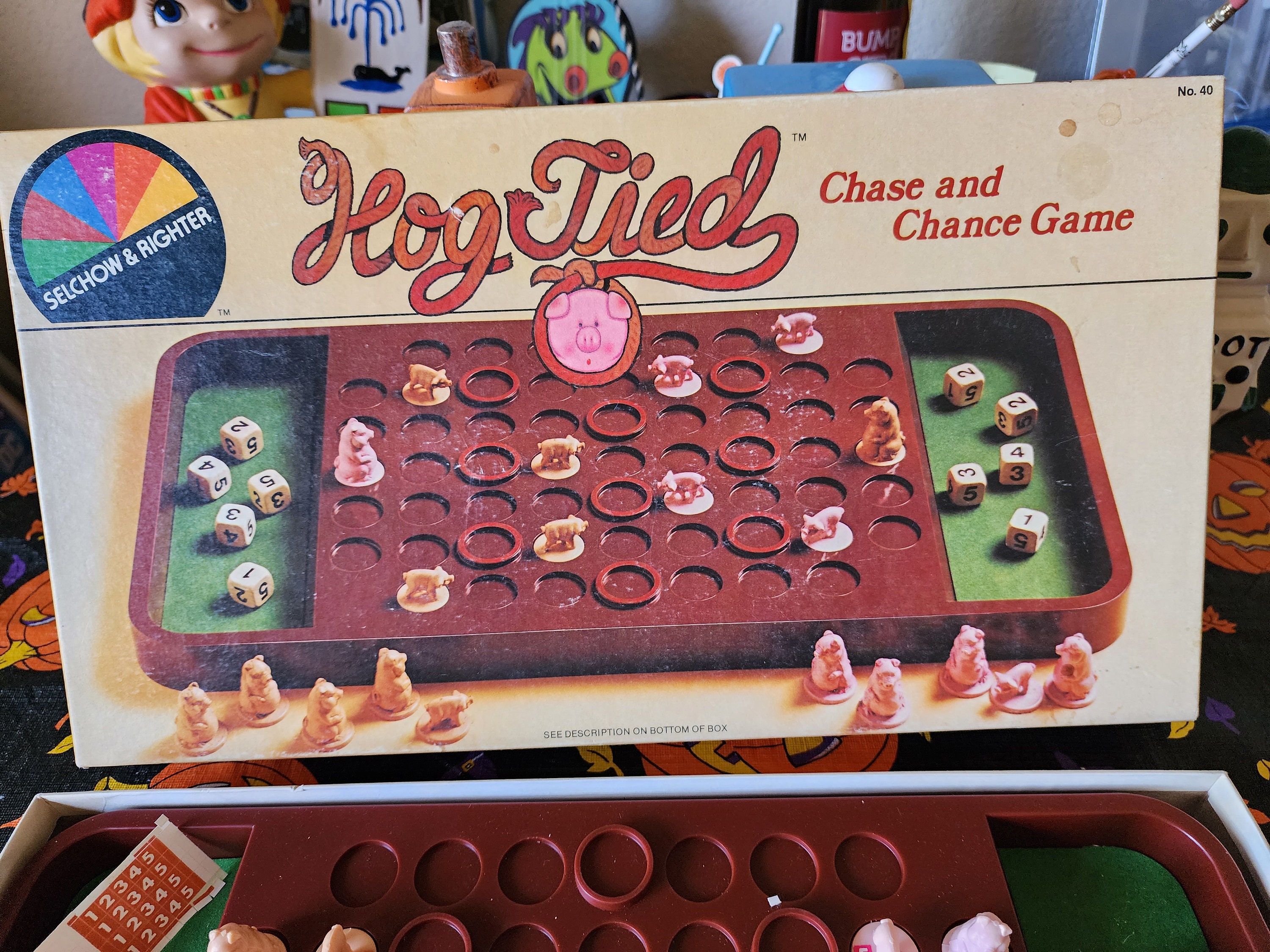 Vintage Hog Tied Pig Chase and Chance Dice Board Game Selchow & Righter ...
