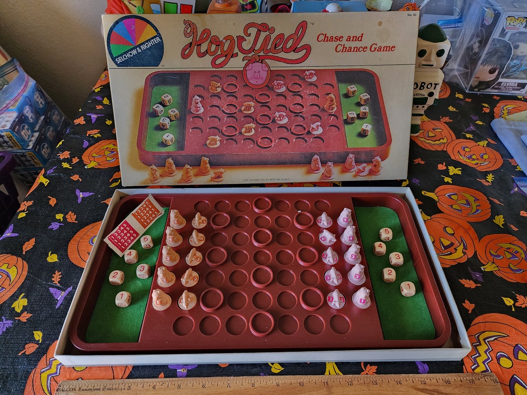 Vintage Hog Tied Pig Chase and Chance Dice Board Game Selchow & Righter ...