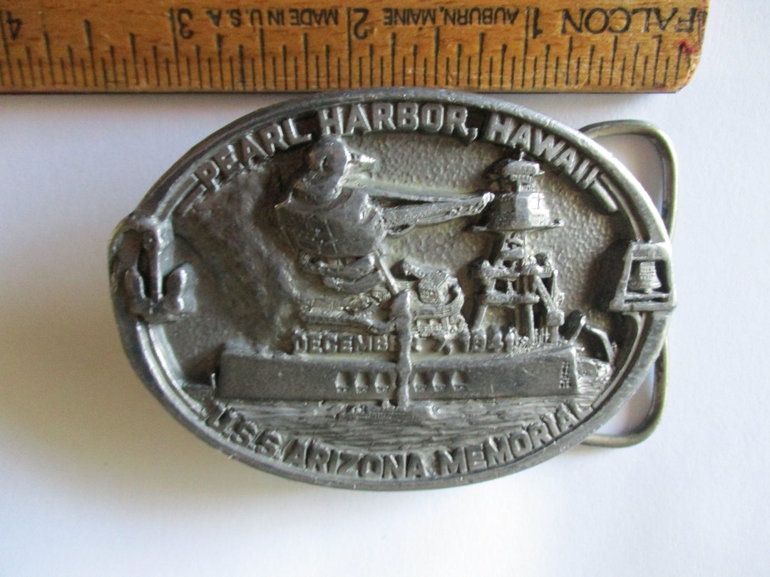 Vintage WWII Pearl Harbor U.S.S. Arizona Memorial Belt Buckle JOPA ...