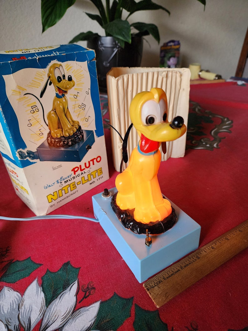 Vintage Disney Pluto Musical Nite Lite Hankscraft Lamp Night Light ...