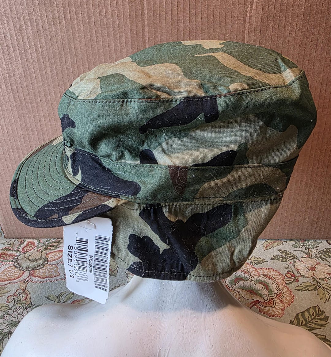 Vintage Military Cap Camouflage Pattern Green Class 1 W Earflaps Sekri ...