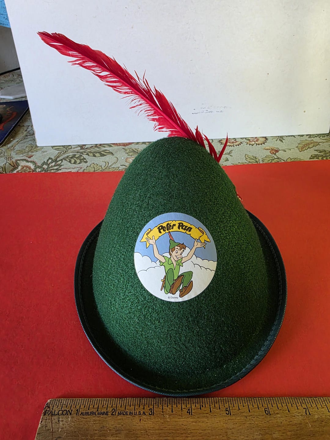 Vintage Disneyland Peter Pan Green Felt Hat With Feather Fantasyland ...