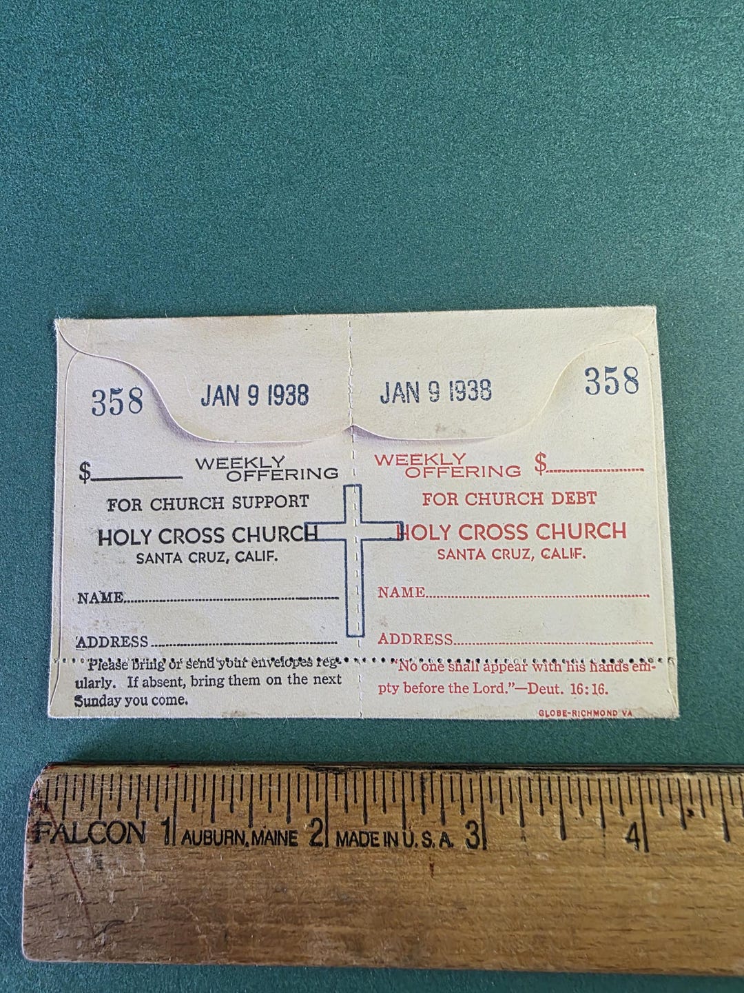 Vintage 1938 Holy Cross Catholic Church Weekly Offering Envelope ...