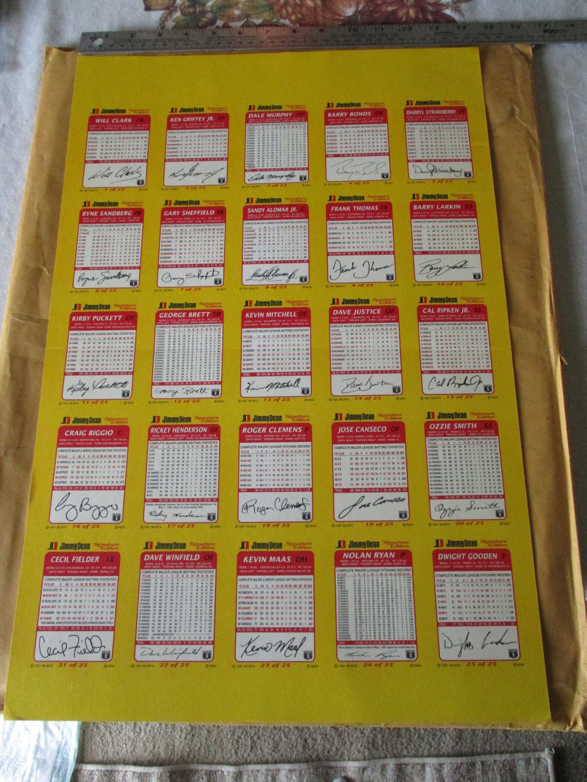 Jimmy Dean 1991 Collectors Signature Edition Uncut Baseball Trading ...