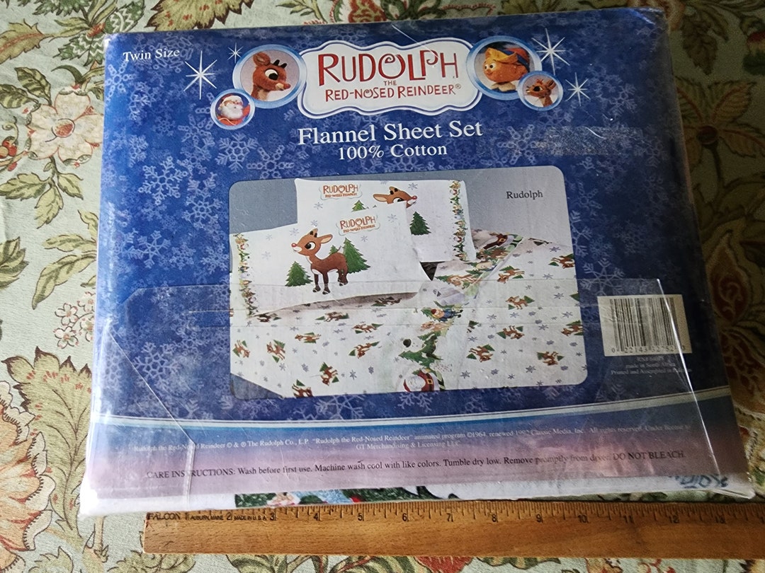 Vintage the Rudolph Red Nosed Reindeer Twin Sheet Set Flannel Cotton ...