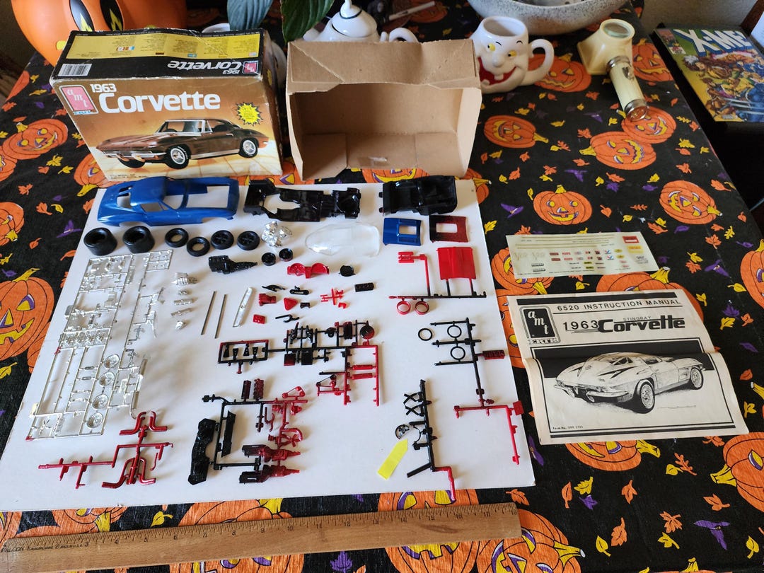 Vintage AMT ERTL 1963 Chevrolet Stingray Corvette Car Model Kit 6520 ... Vintage AMT ERTL 1963 Chevrolet Stingray Corvette Car Model Kit 6520 ...