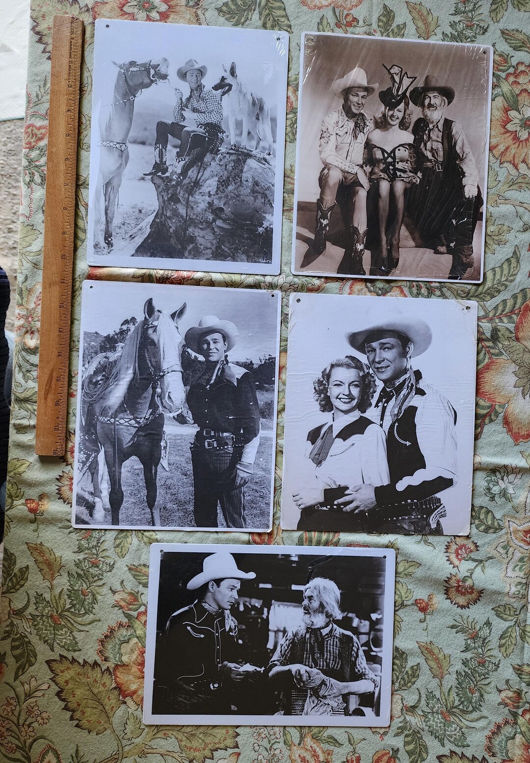 Vintage Roy Rogers Dale Evans Gabby Hayes Trigger Bullet Metal Photo ...