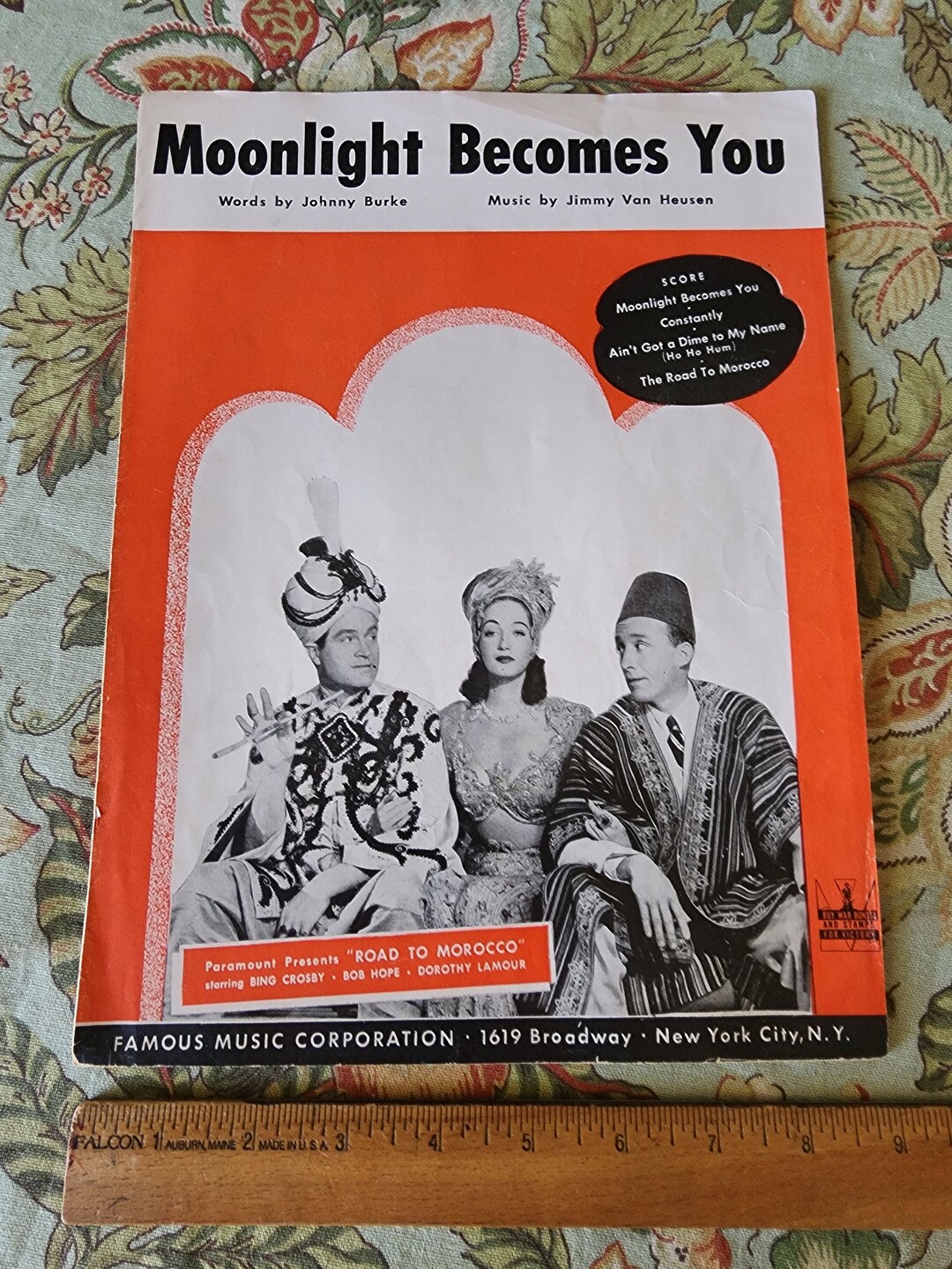 Vintage Bing Crosby Bob Hope Dorothy Lamour Moonlight Becomes You Sheet ...