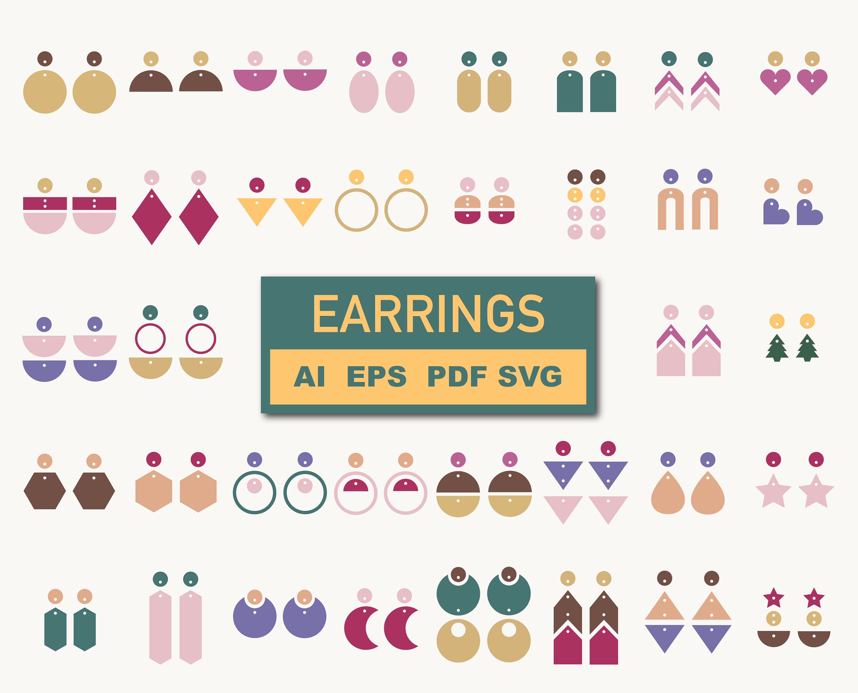 Earring Templates Cutting Machine File: Ai / Eps / Pdf / Svg Plan for ...