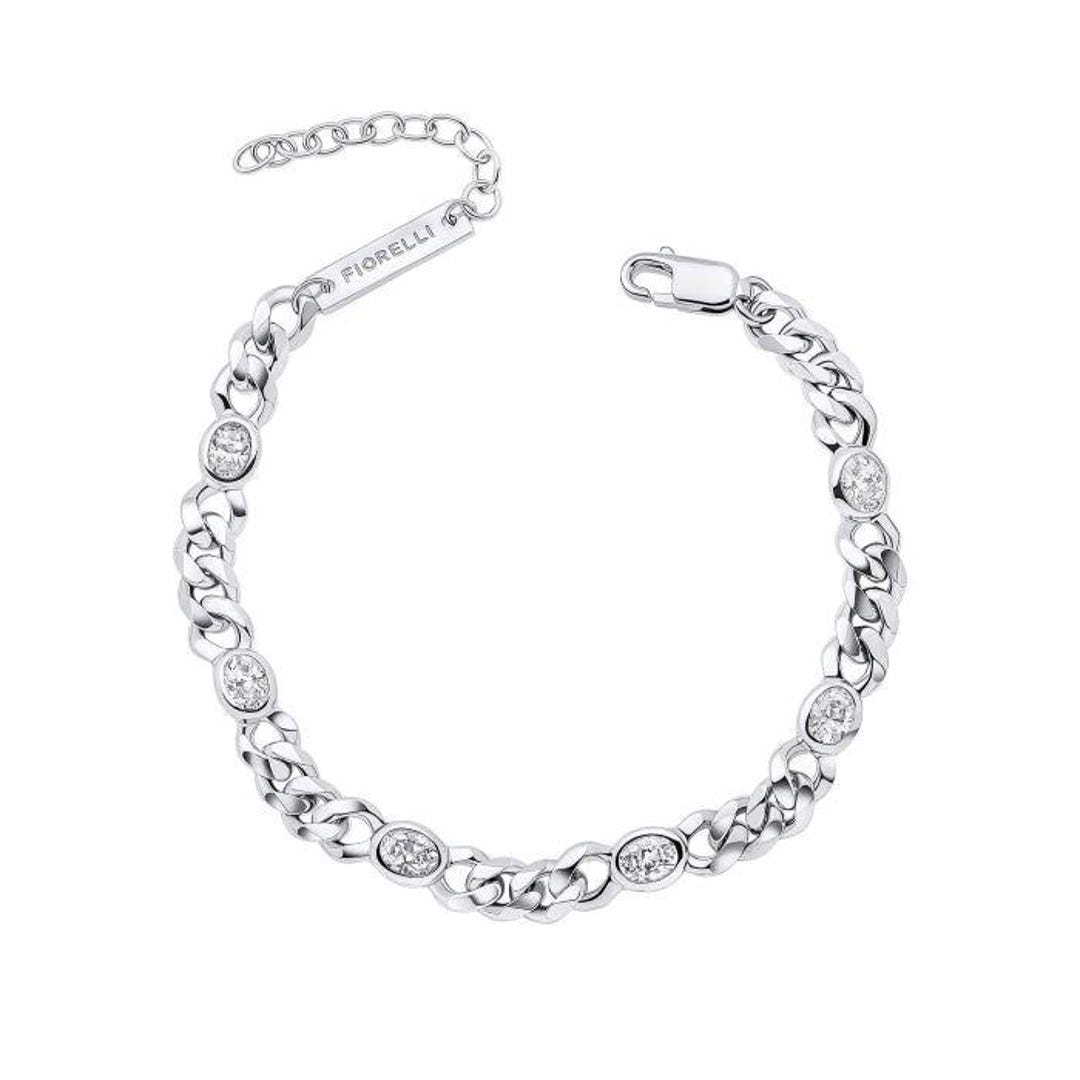 Fiorelli Curb Silver Chain Bracelet With Cubic Zirconia - Etsy