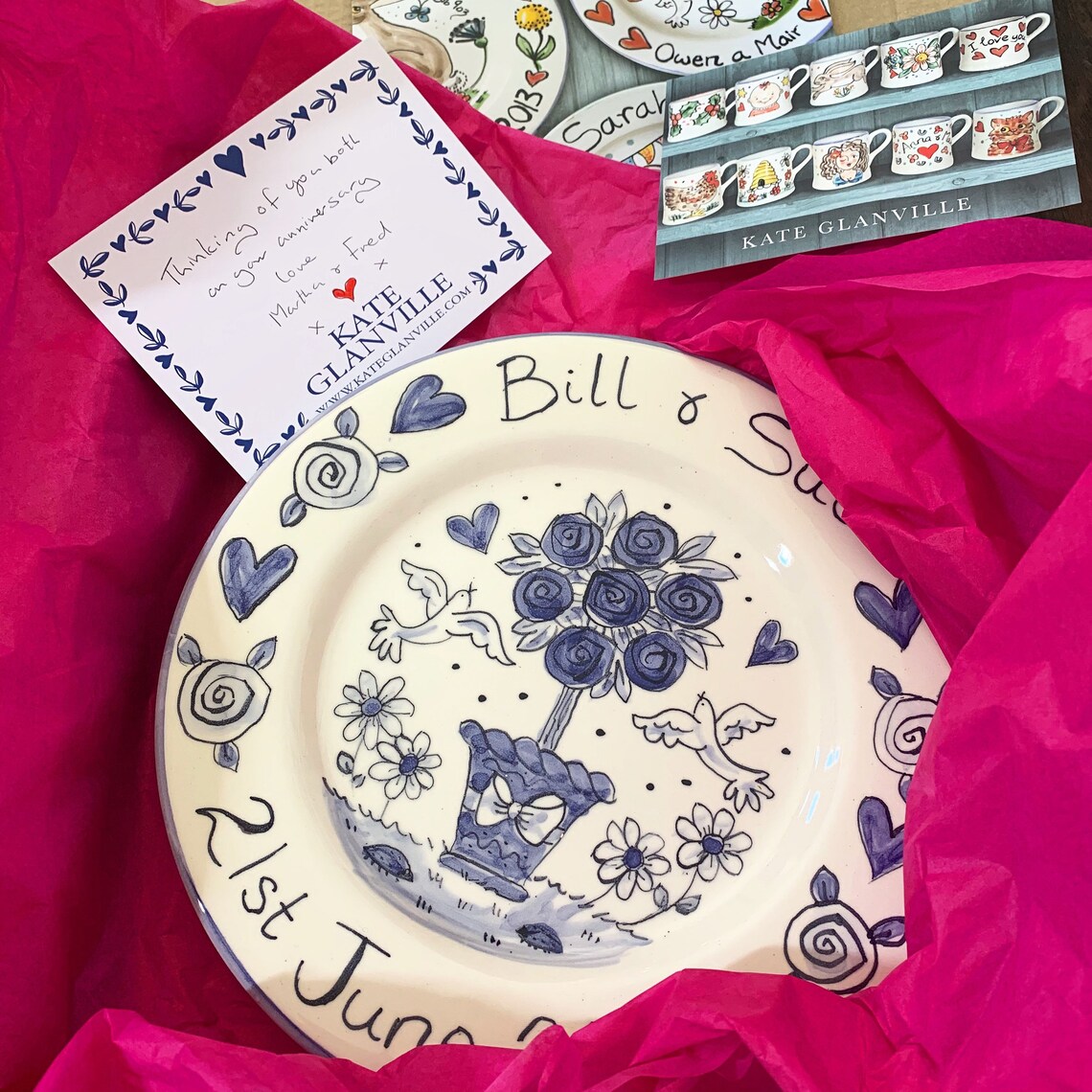 Personalised New Baby Name Plate Pottery Gift Birth and Christening ...