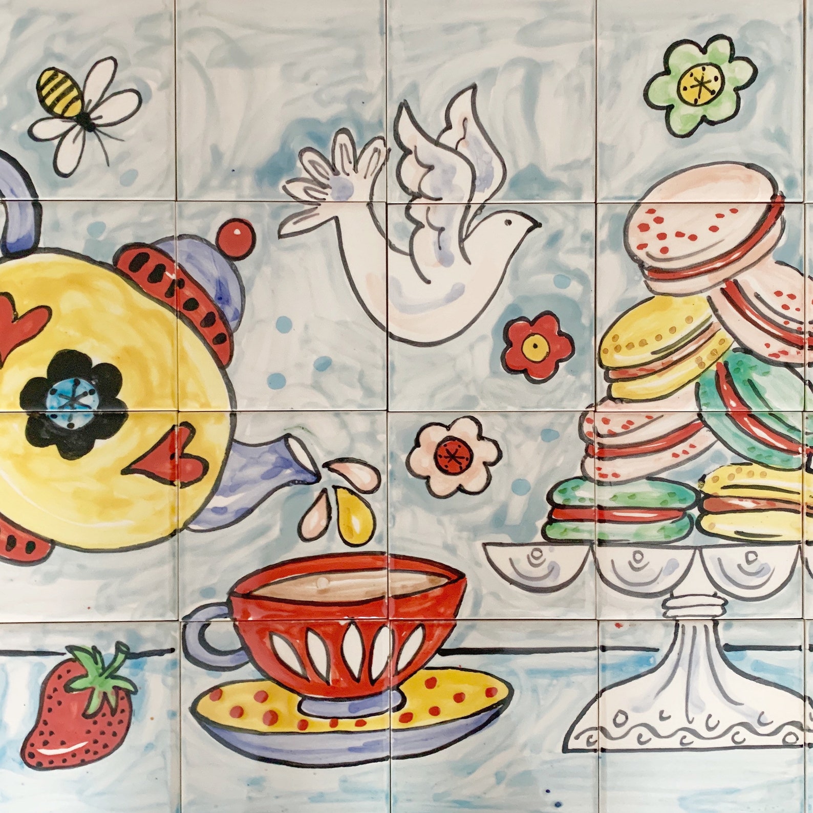 Tea Time Tile Mural - Etsy