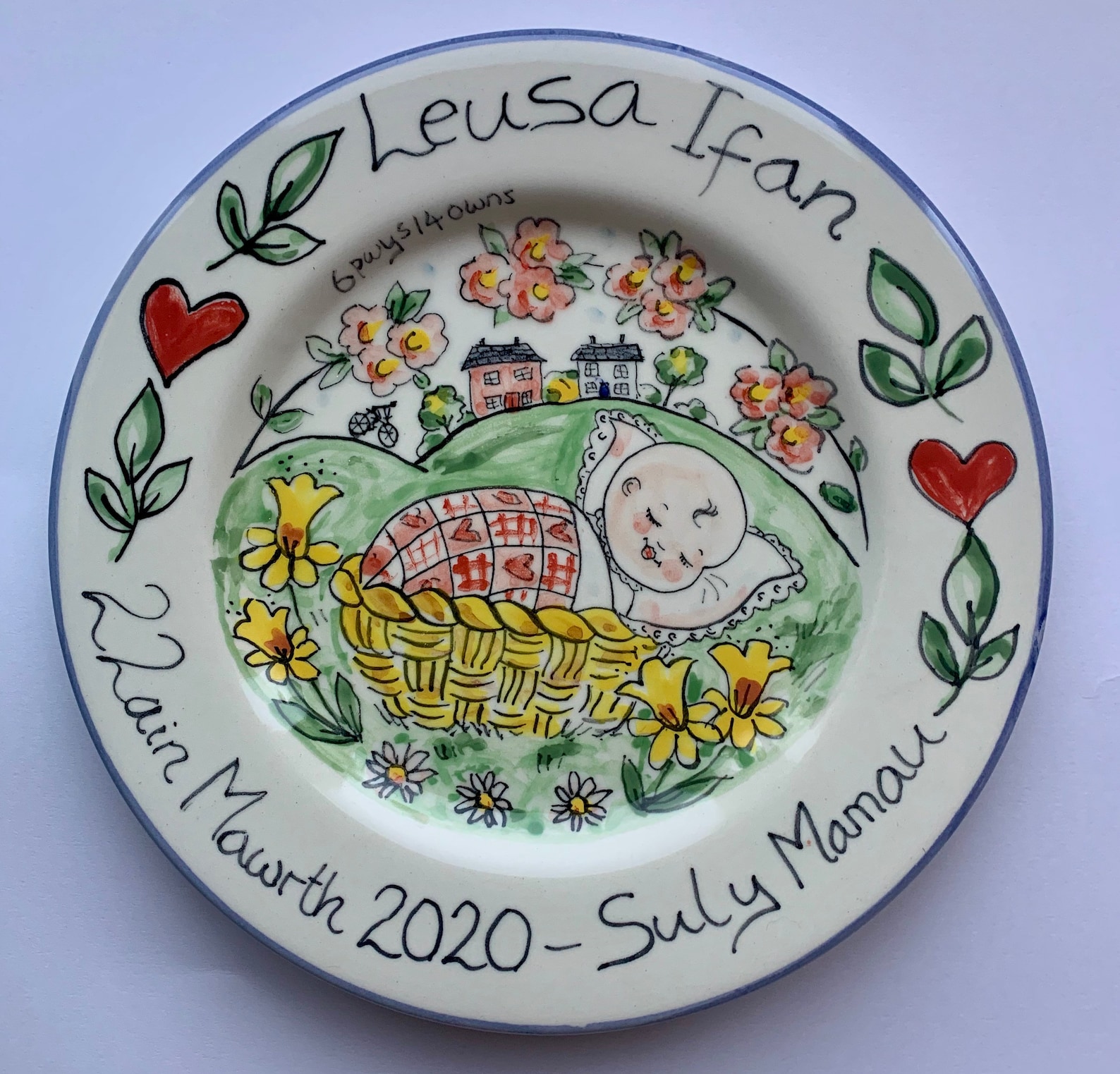 Personalised New Baby Name Plate Pottery Gift Birth and Christening ...