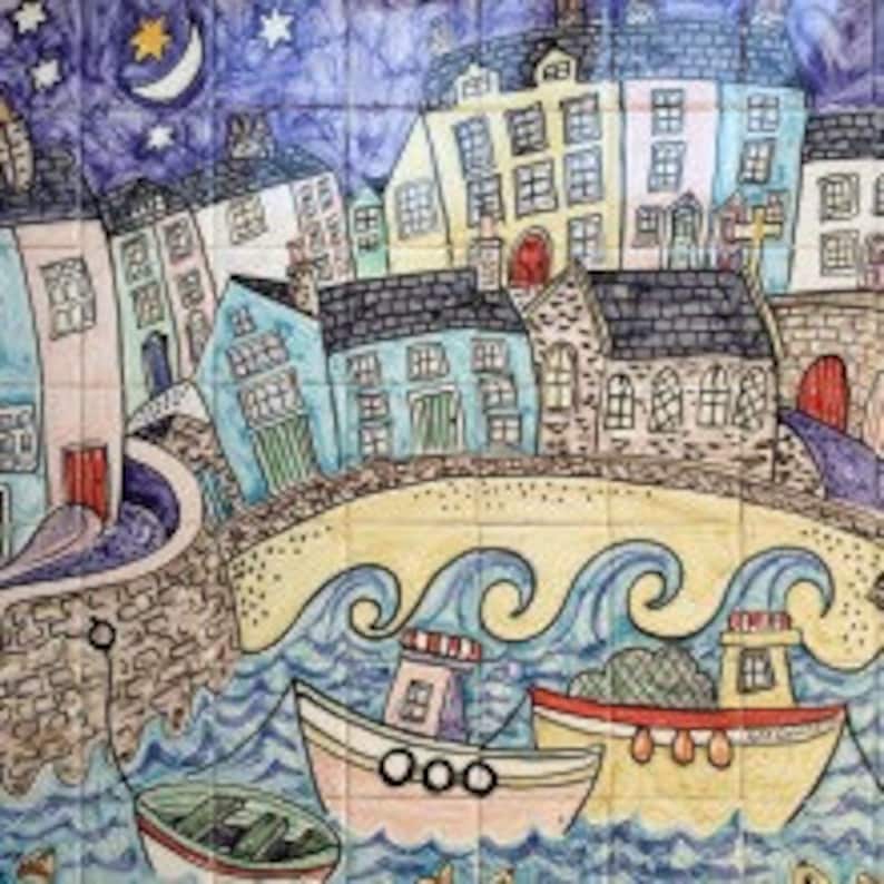 Handpainted Seaside Tile Mural - Etsy UK