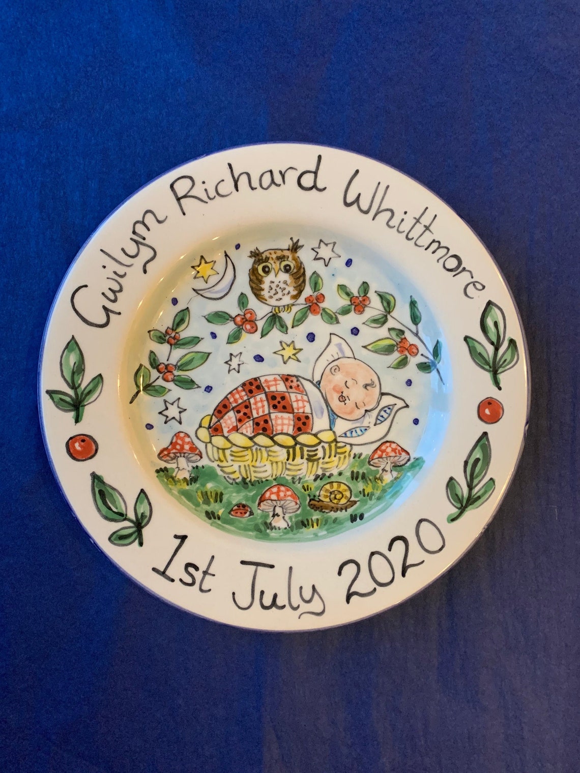 Personalised New Baby Name Plate Pottery Gift Birth and Christening ...