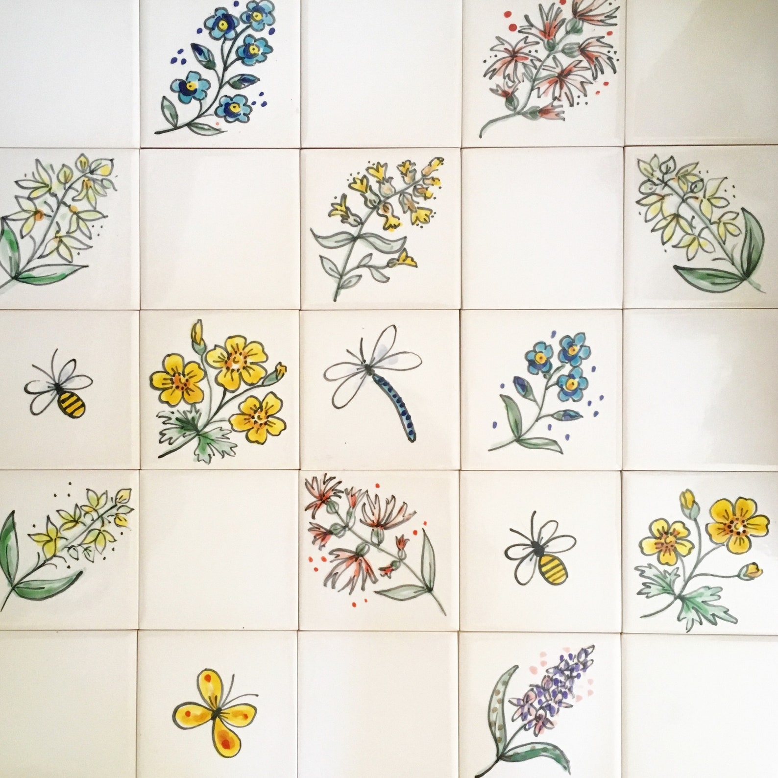 Individual Decorative Hand Painted Wall Tiles - Etsy
