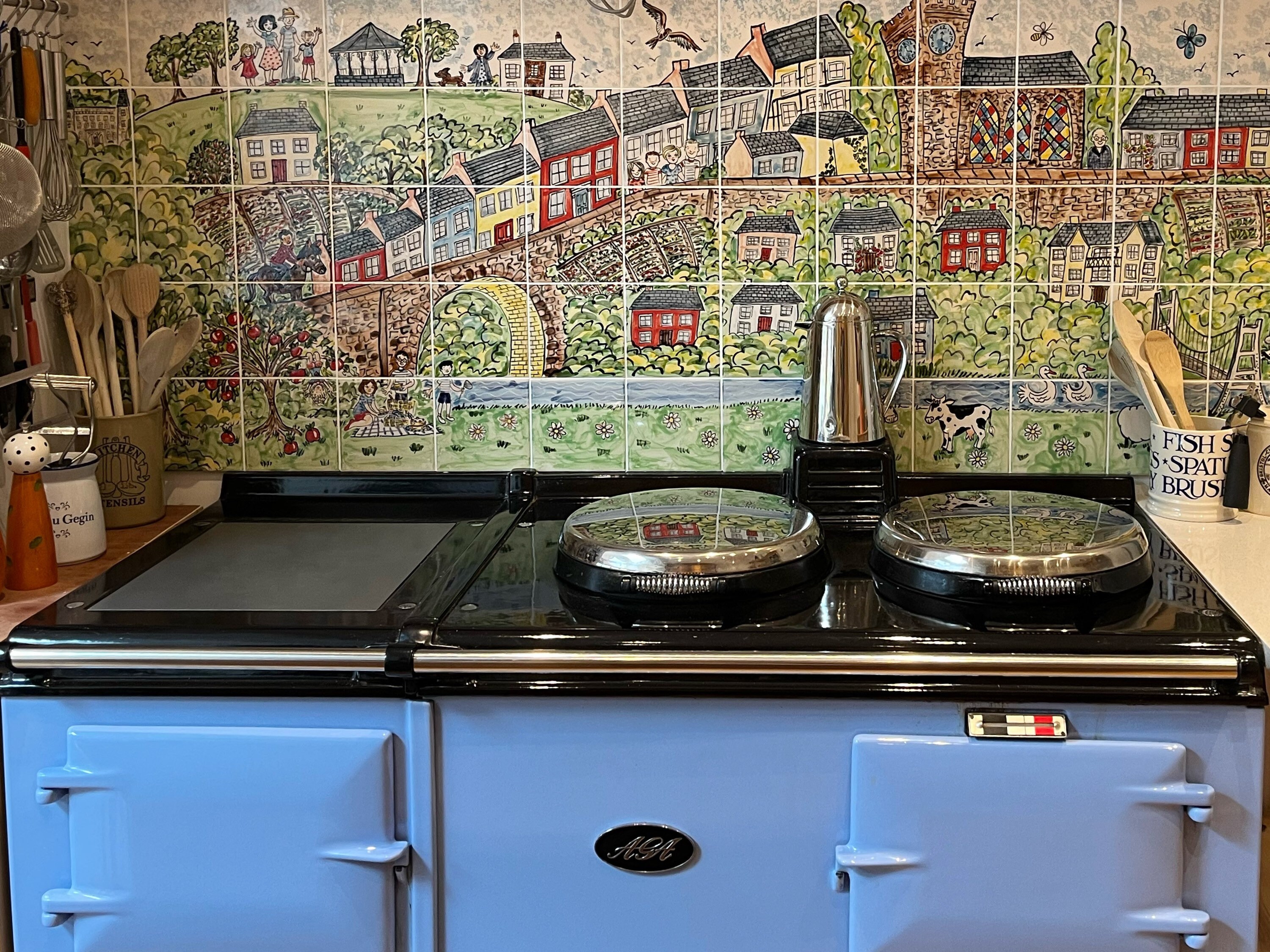 Handpainted Seaside Tile Mural - Etsy