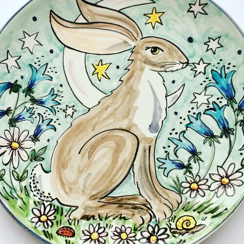 Hare Pottery Hand Painted Ceramic Plate - Etsy