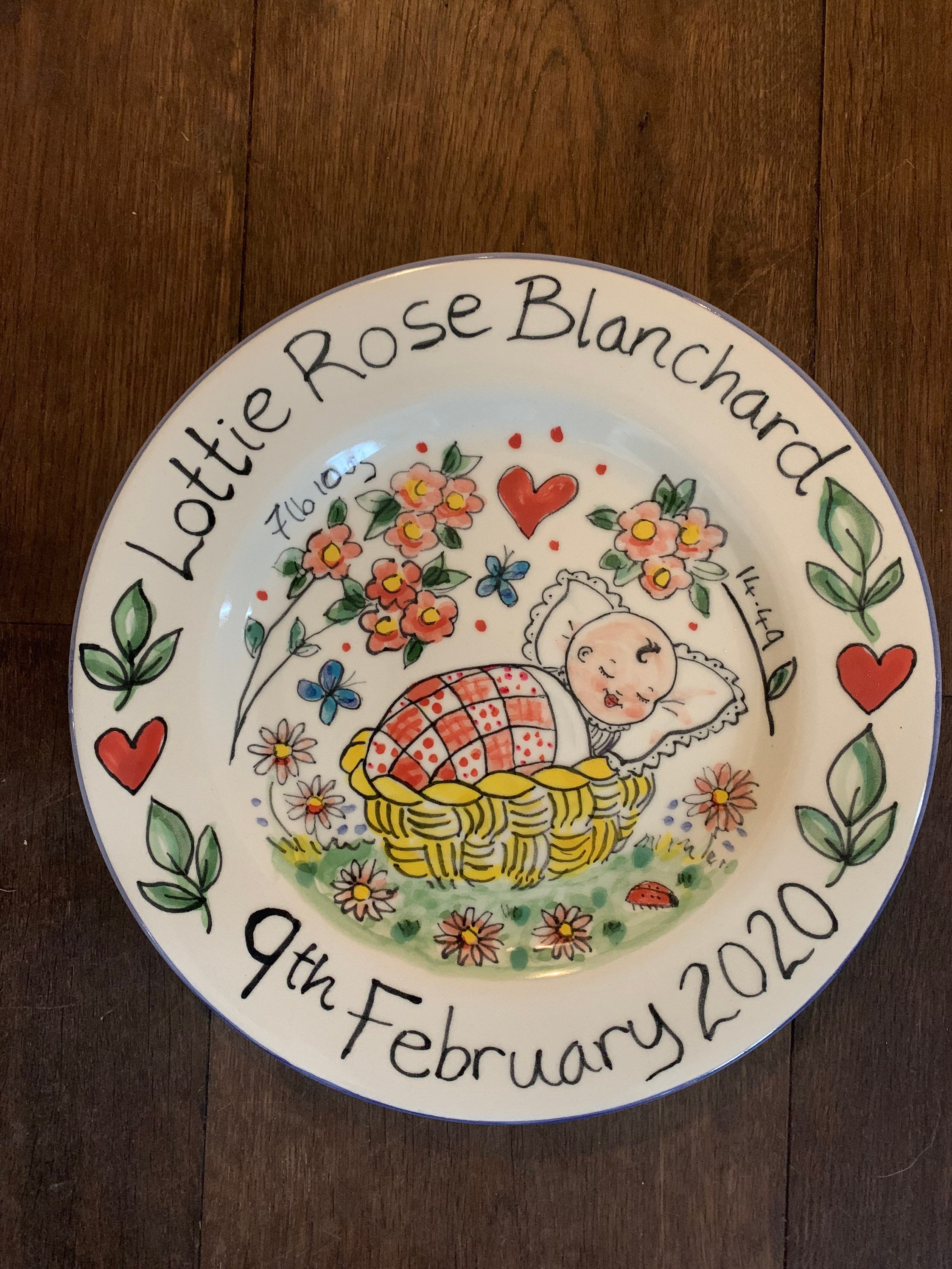 Personalised New Baby Name Plate Pottery Gift Birth and Christening ...