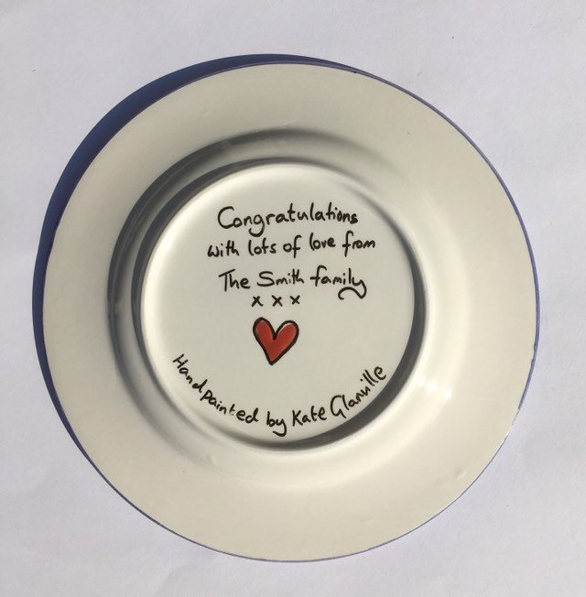 Wedding or Anniversary Gift Plate Hand Painted Ceramic Personalised ...