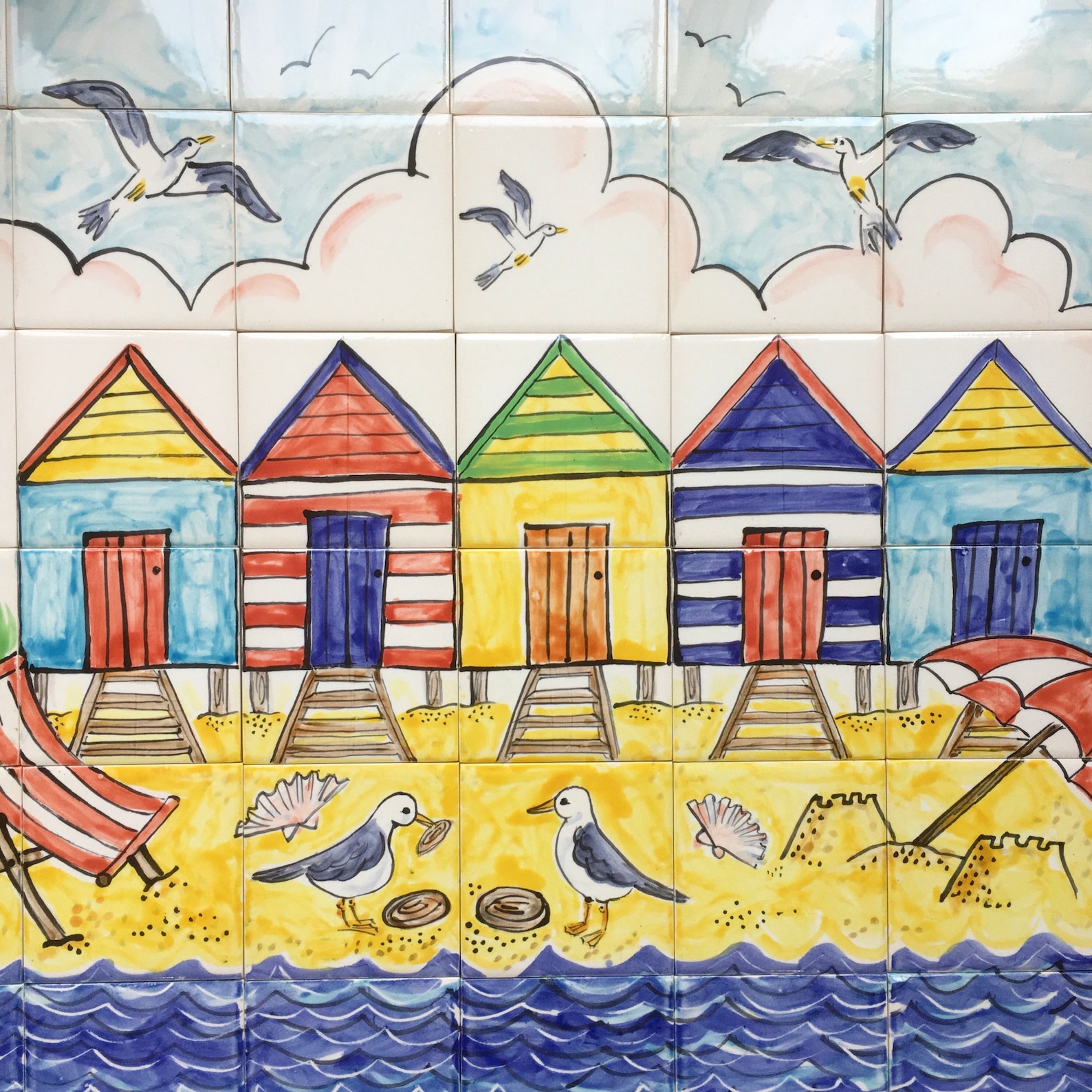 Handpainted Seaside Tile Mural - Etsy