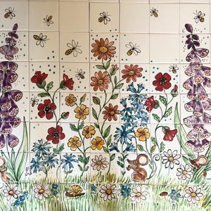 Flower Tile Mural Splash Back - Etsy