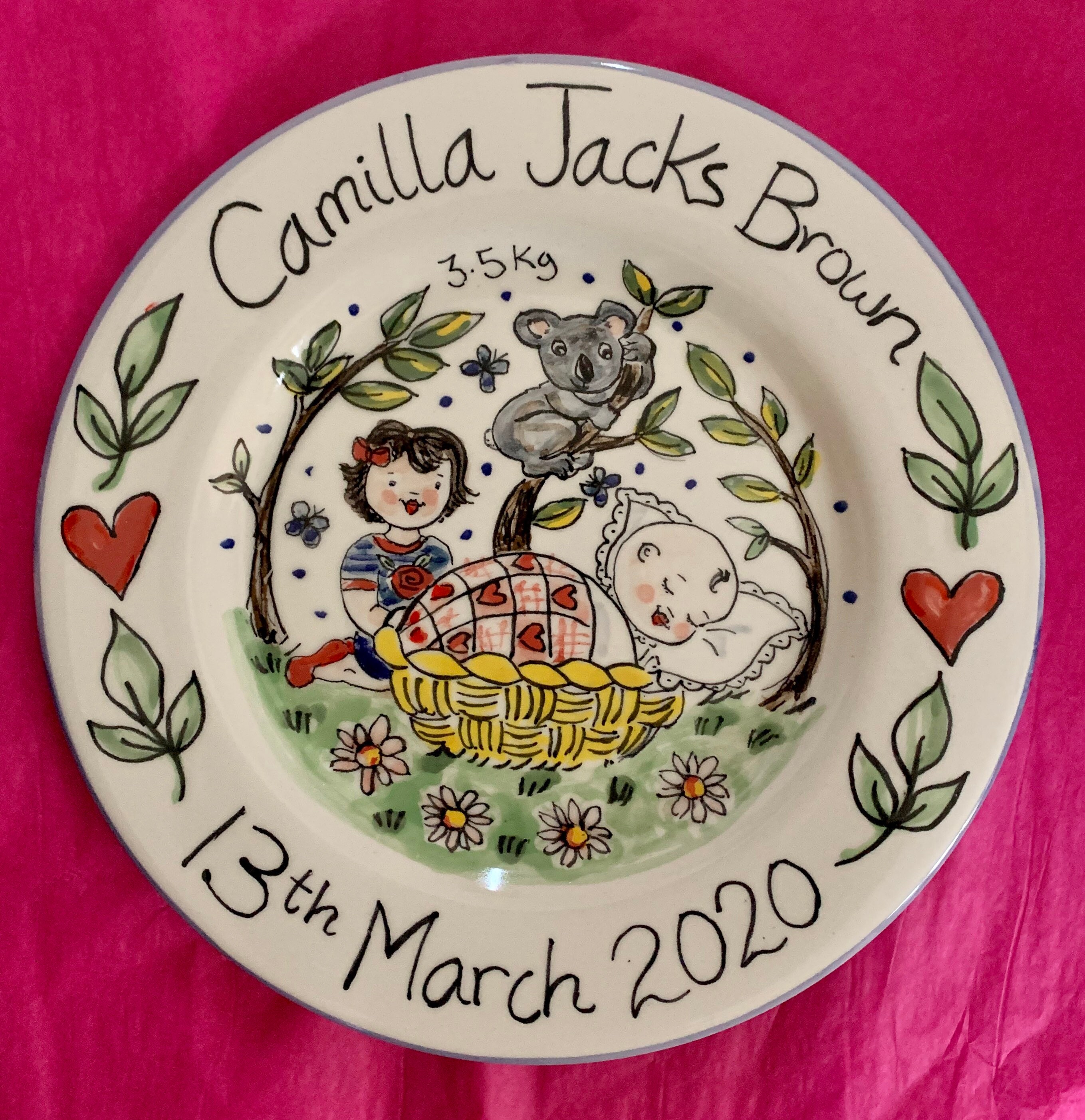 Personalised New Baby Name Plate Pottery Gift Birth and Christening ...