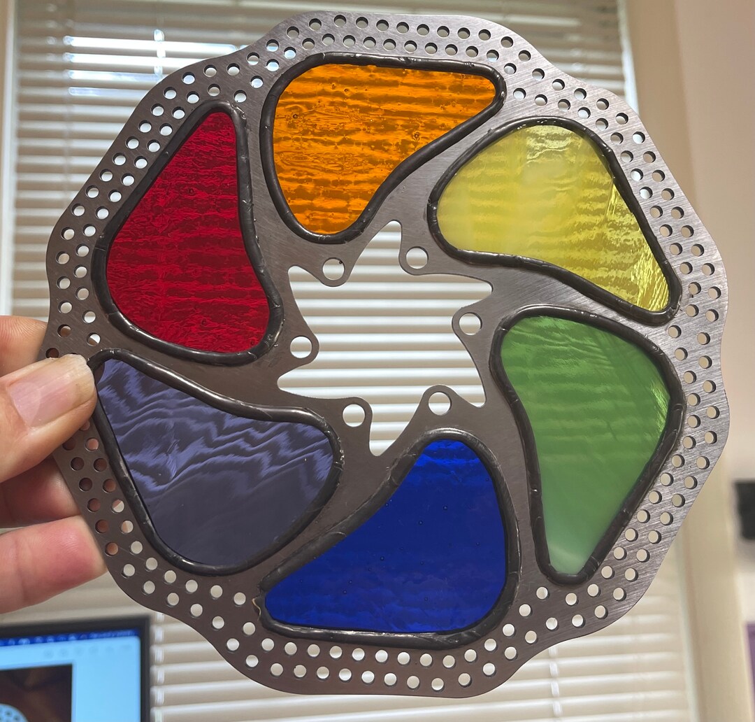Stained Glass Bicycle Brake Rotor in Rainbow Colors - Etsy