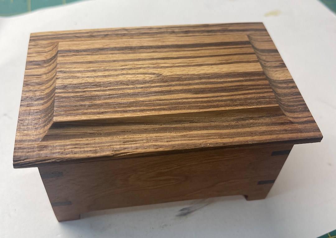 Small Cherry & Zebrawood Box Laser - Engraving Available. - Etsy