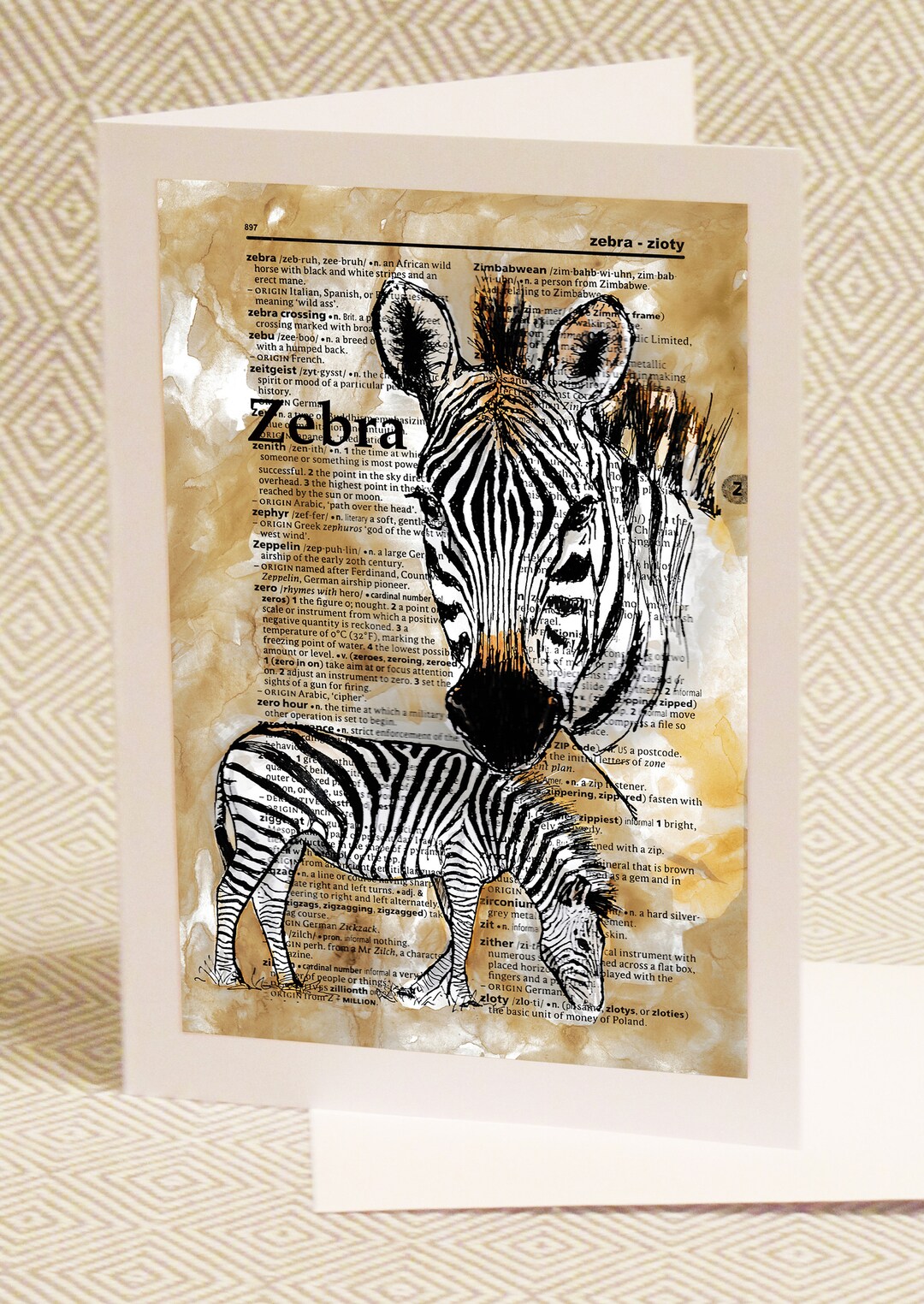 Zebra Greetings Card, Zebra Birthday Card, Original Painting ...