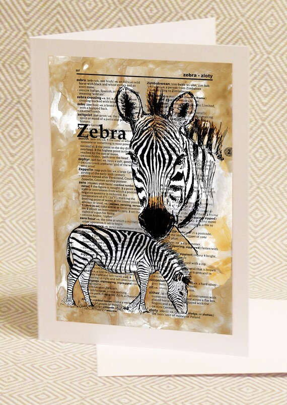 Zebra Greetings Card Zebra Birthday Card Original Painting | Etsy