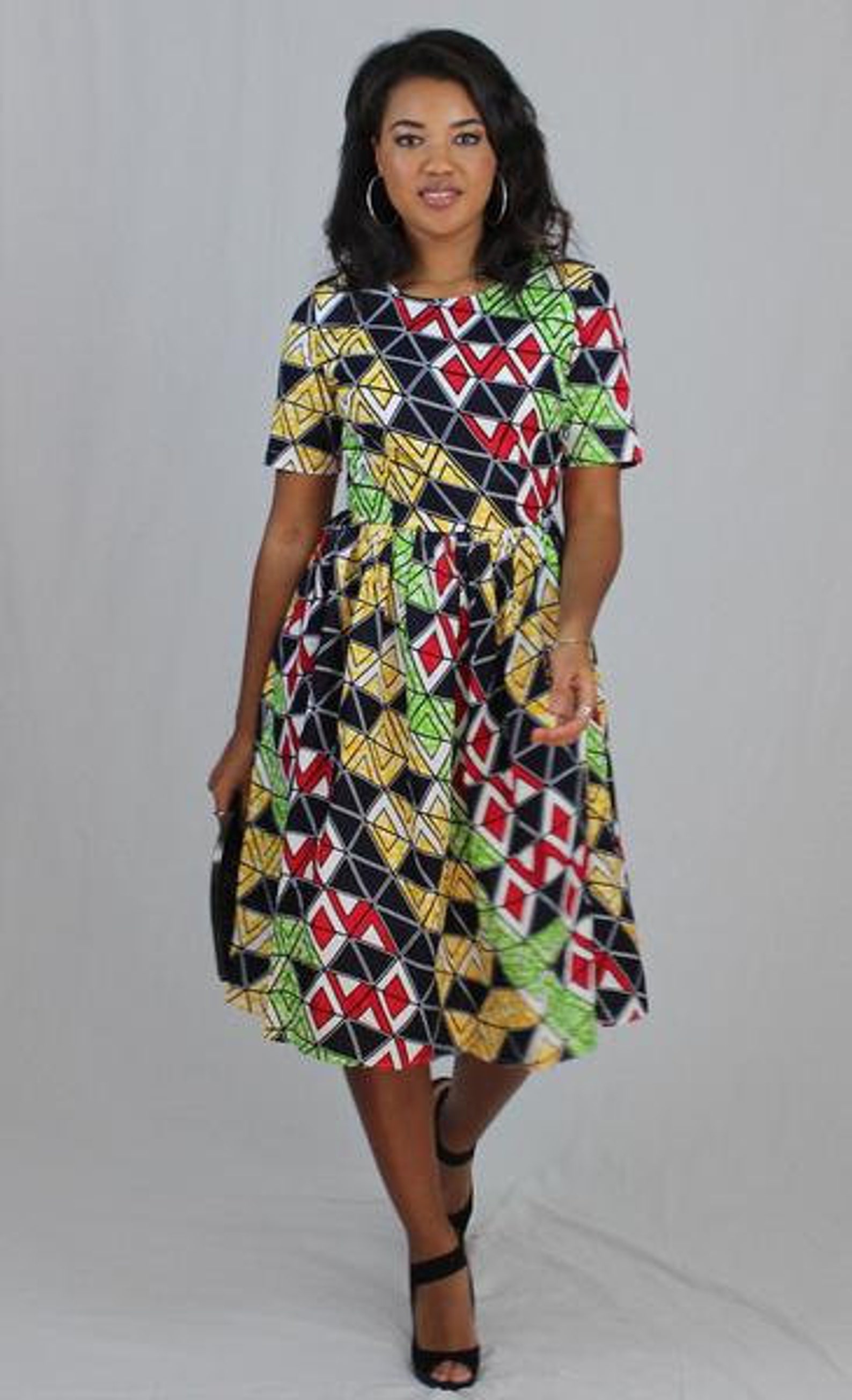 African Print Midi Dress Ankara Dresses for Women Cut Out | Etsy